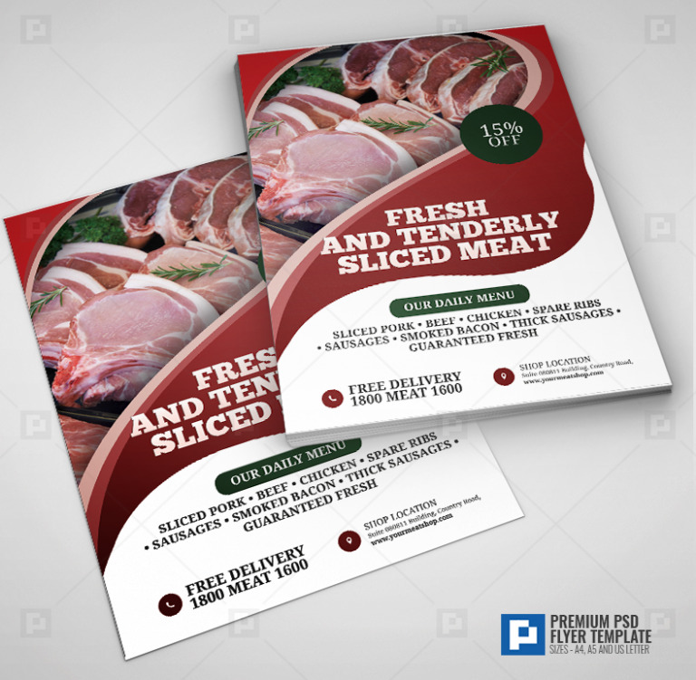 Butcher Shop and Services Flyer - PSDPixel