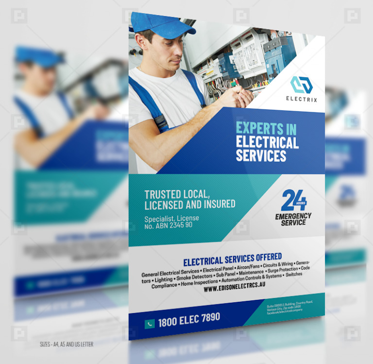 Electrician and Electrical Company Flyer - PSDPixel