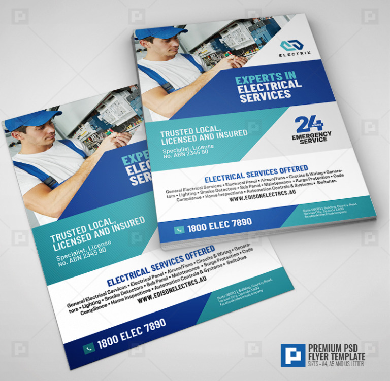 Electrician and Electrical Company Flyer - PSDPixel