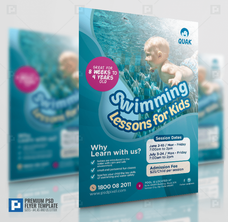 Swimming Lesson Flyer - PSDPixel