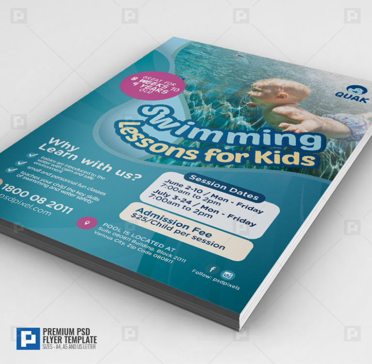 Swimming Lesson Flyer - PSDPixel