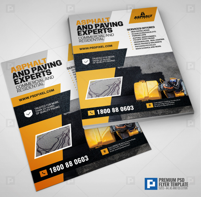 Asphalt Services Promotional Flyer - PSDPixel