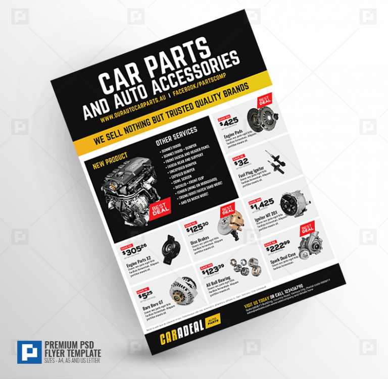 Auto Car Spare Parts Flyer - PSDPixel