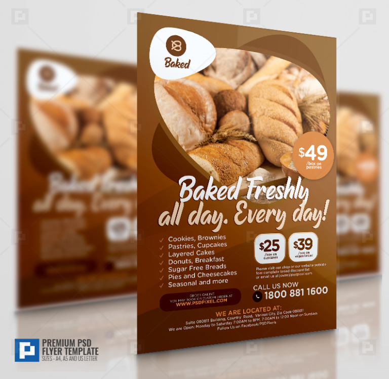 Bread and Pastry Flyer - PSDPixel