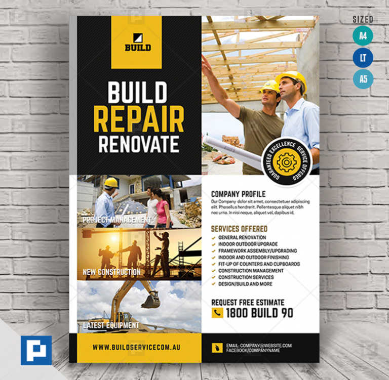Builder and Construction Flyer - PSDPixel