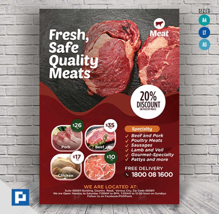 Butcher Shop Flyer - PSDPixel