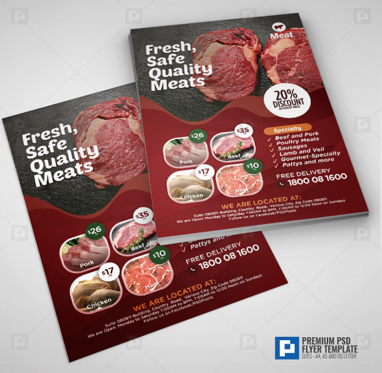 Butcher Shop Flyer - PSDPixel
