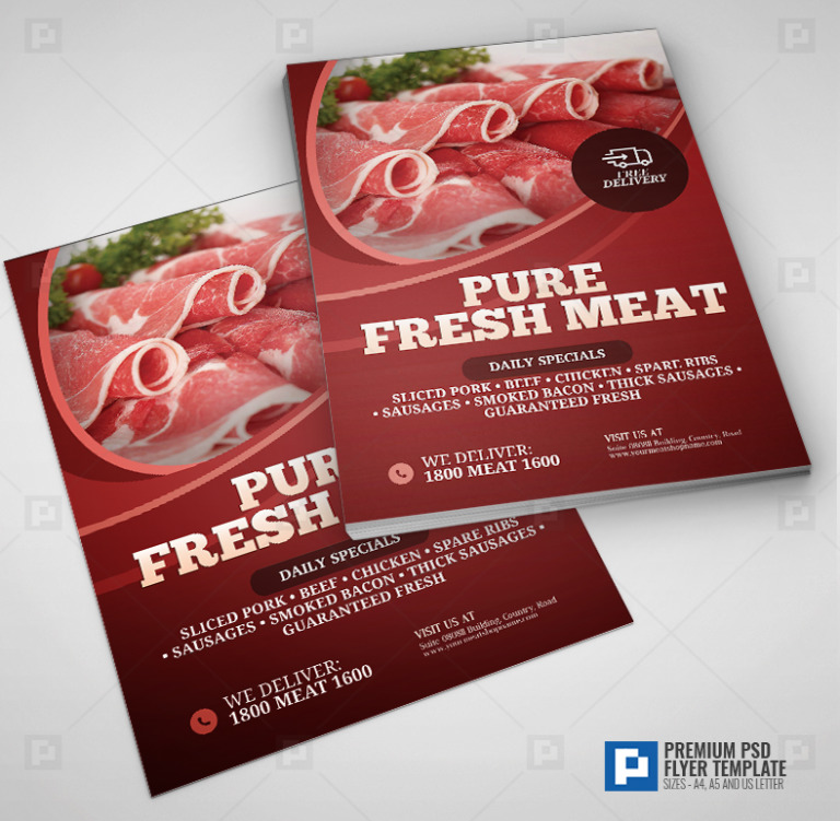 Butcher and Meatshop Flyer - PSDPixel