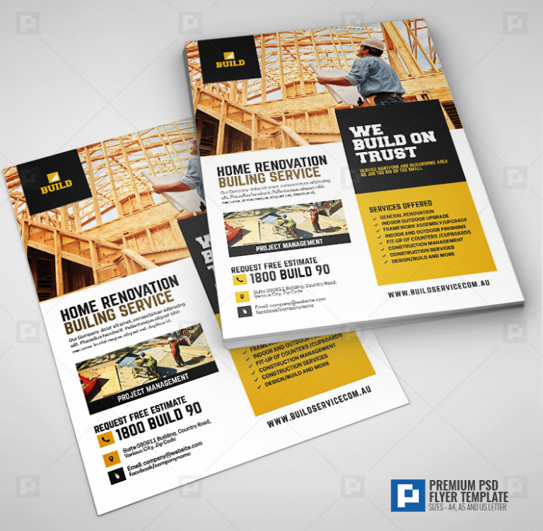 Construction and Renovation Flyer - PSDPixel