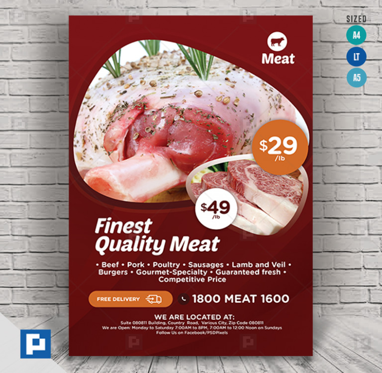 Meat Market Flyer - PSDPixel
