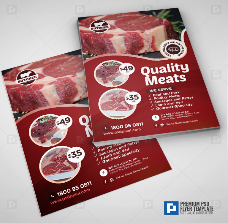 Meat Shop Promotional Flyer - PSDPixel