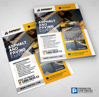 Paving Contractor Flyer - PSDPixel