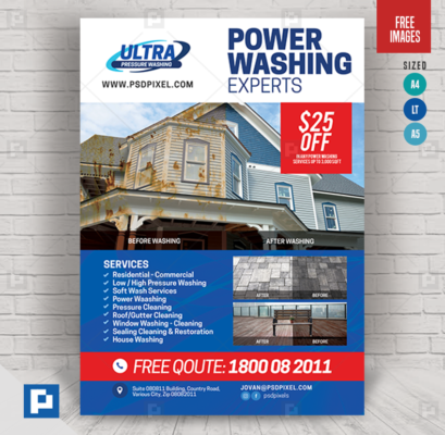 Pressure Washing Services Flyer - PSDPixel