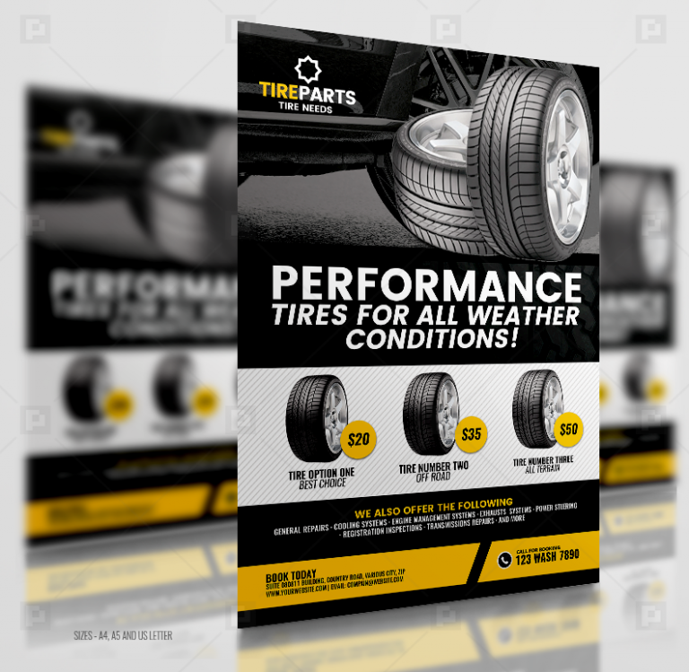 Tire Shop Center Flyer - PSDPixel