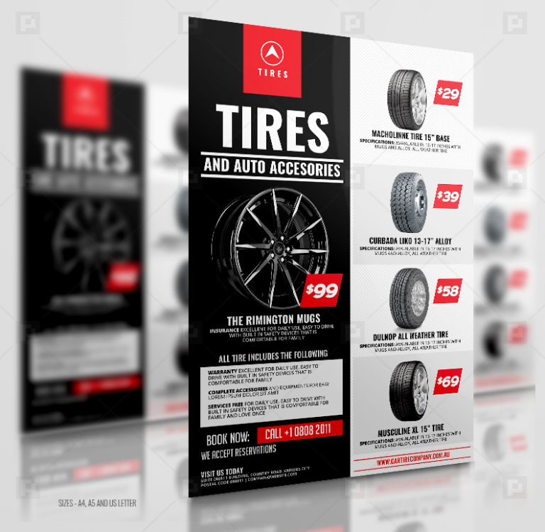 Tire Shop and Accessories Flyer - PSDPixel