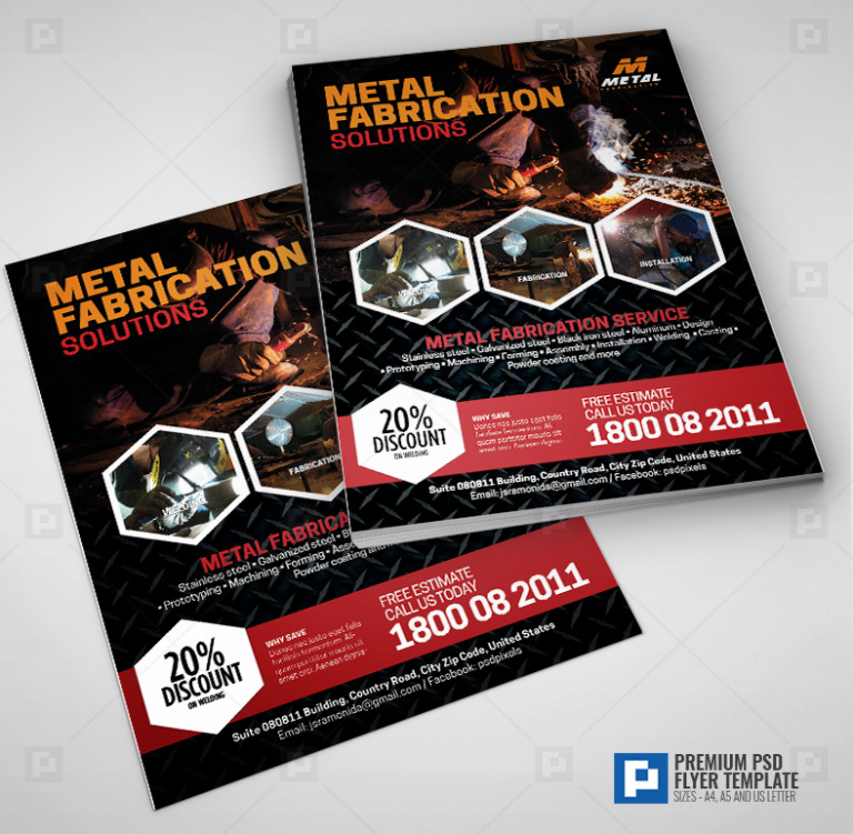 Steel Fabrication Company Services Flyer - PSDPixel