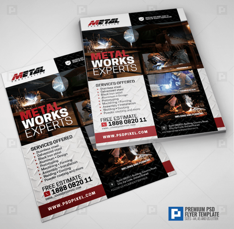 Steel Fabrication and Design Services Flyer - PSDPixel