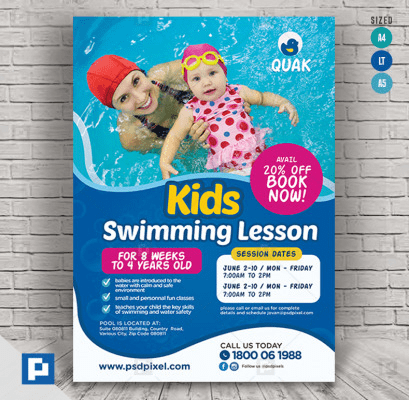Swimming Lesson Services Flyer - PSDPixel