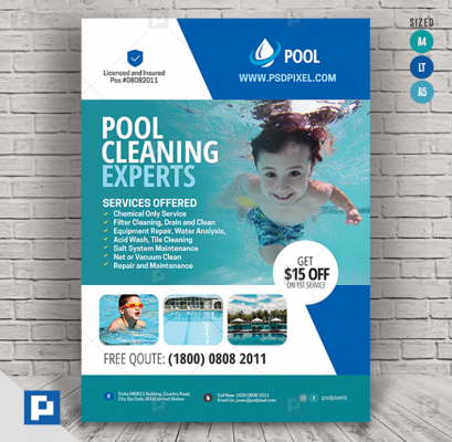 Swimming Pool Company Promotional Flyer - PSDPixel