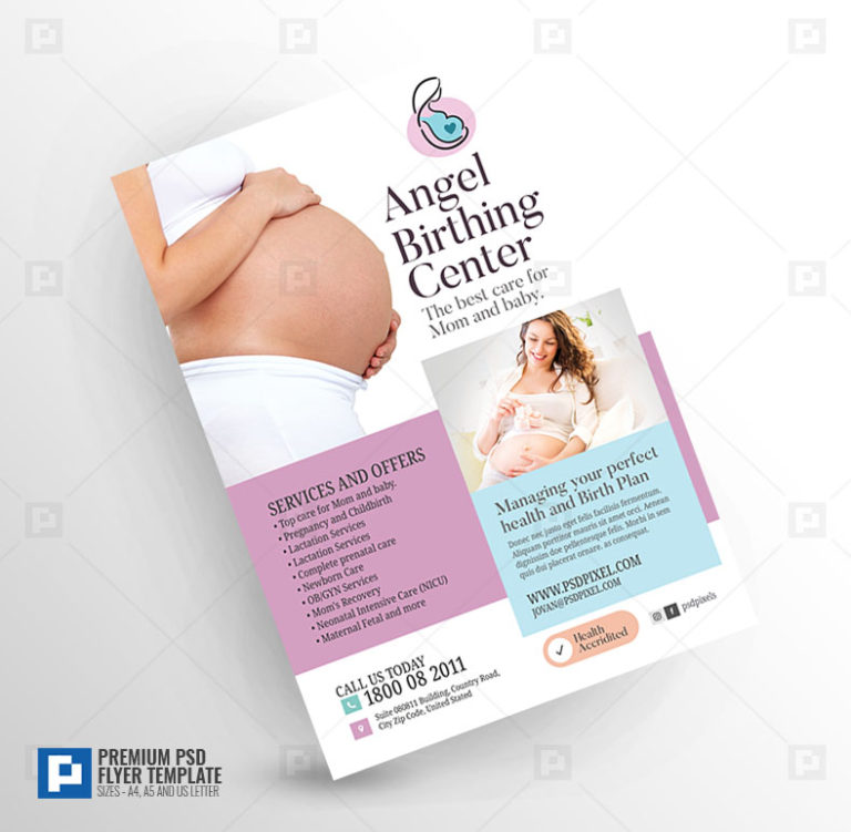 Birth Center Services Flyer - PSDPixel