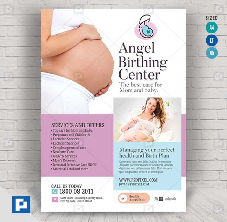 Birth Center Services Flyer - PSDPixel