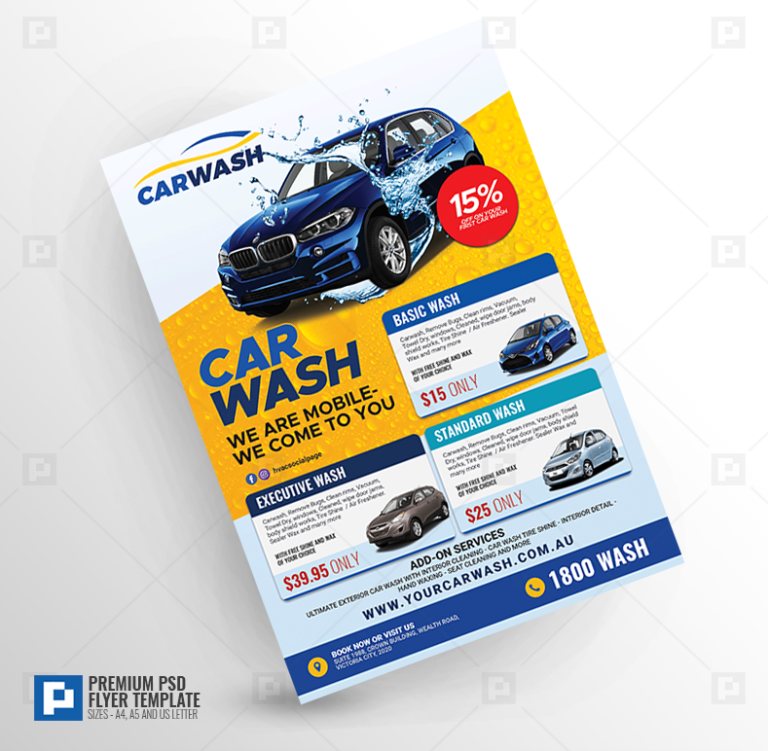 Car Auto Wash Flyer - PSDPixel