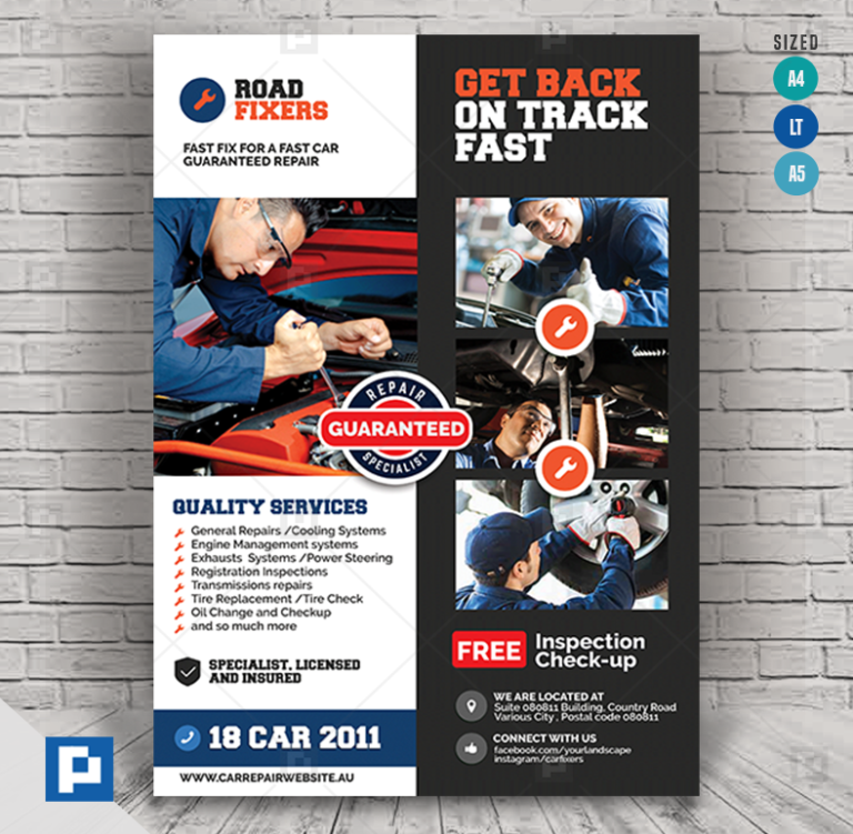 Car Mechanic Service Flyer - PSDPixel