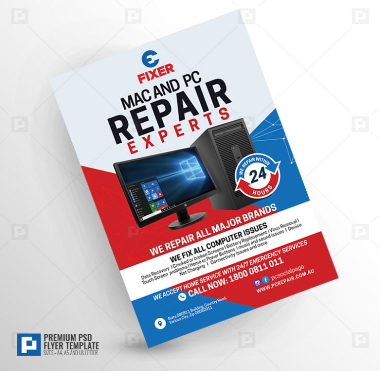 Computer Service Center Flyer - PSDPixel