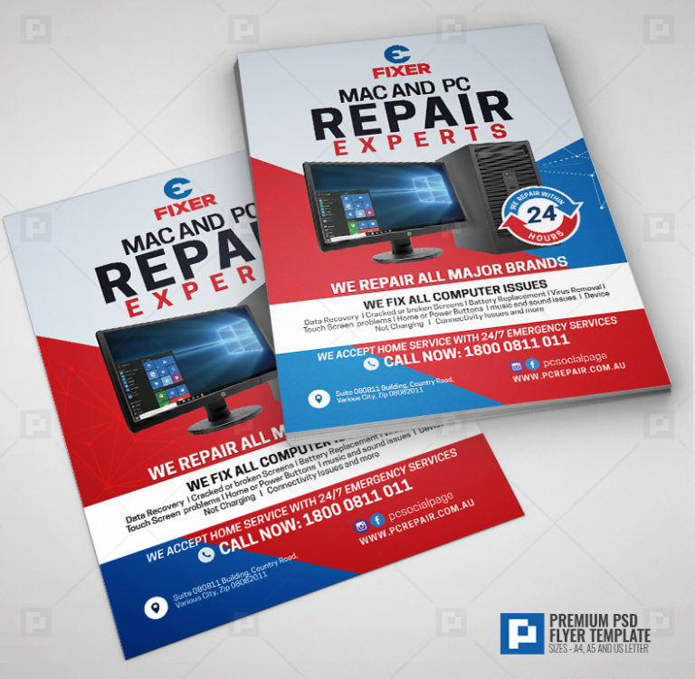 Computer Service Center Flyer - PSDPixel