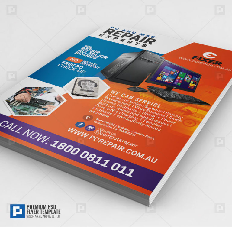 Computer and Gadget Repair Specialist Flyer - PSDPixel