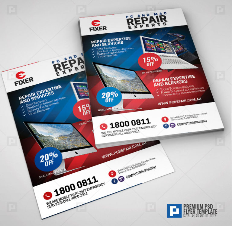 Macbook and PC Service Center Flyer - PSDPixel