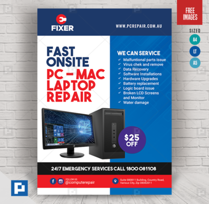 PC and Mac Repair Center Flyer - PSDPixel
