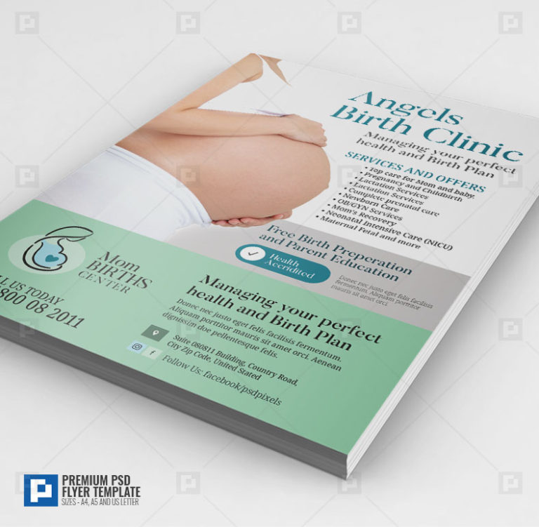 Pregnancy and Birth Center Flyer - PSDPixel