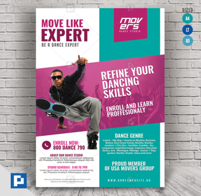 Dance Class and Studio Promotional Flyer - PSDPixel