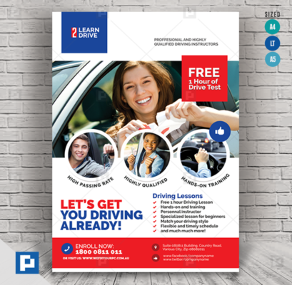 Driving Lesson and Tutorial Flyer - PSDPixel