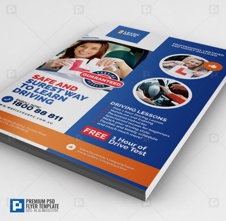 Driving School Promotional Flyer - PSDPixel