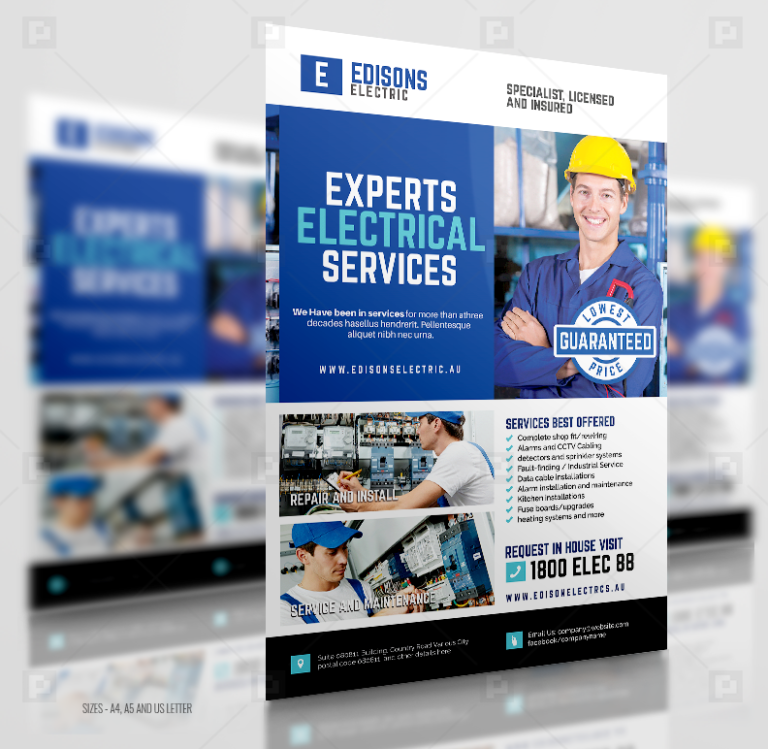 Electrician and Electrical Contractor Flyer - PSDPixel