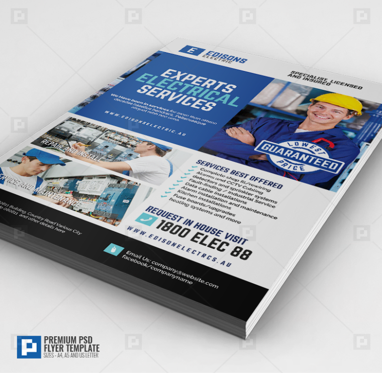 Electrician and Electrical Contractor Flyer - PSDPixel