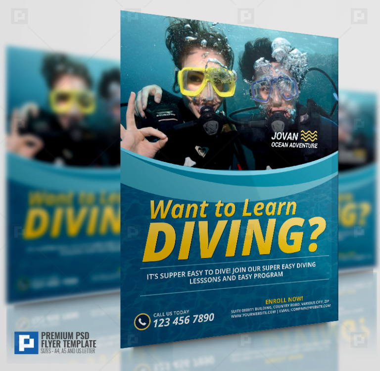 Learn Diving Flyer - PSDPixel