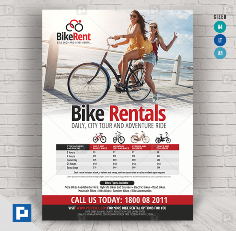 Bike Rental Company Flyer - PSDPixel