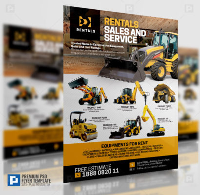 Construction Equipment Rentals Flyer - PSDPixel