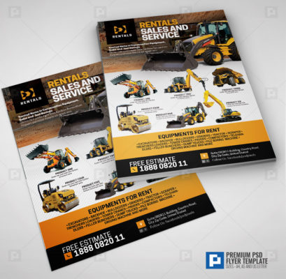 Construction Equipment Rentals Flyer - PSDPixel