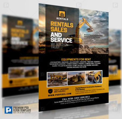 Construction Machine Rentals Flyer - PSDPixel