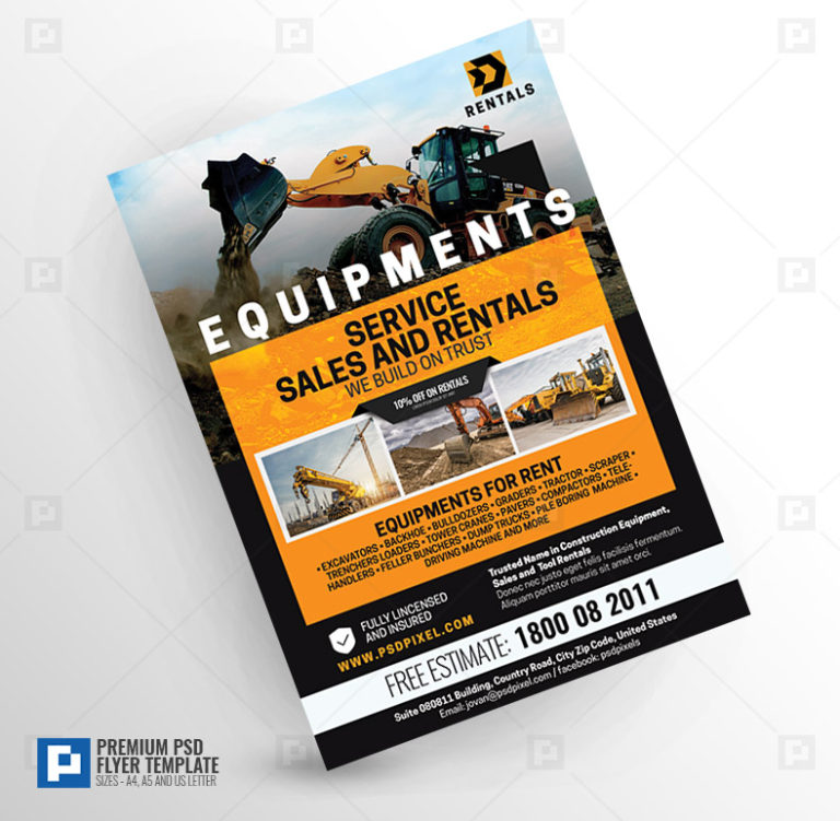 Construction Sales and Rentals Flyer - PSDPixel