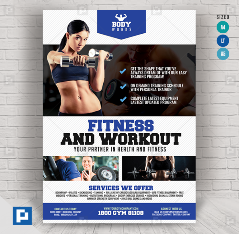 Fitness and Workout Center Flyer - PSDPixel