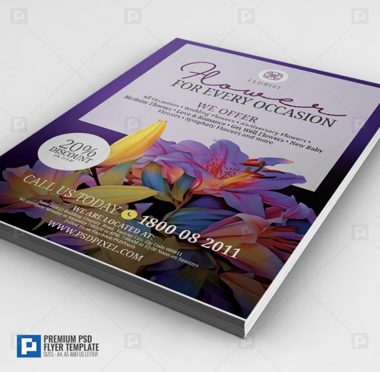Flower Shop Promotional Flyer - PSDPixel