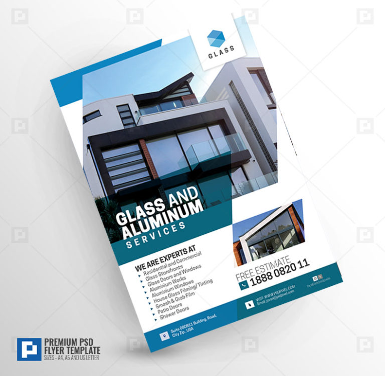 Glass Work and Aluminum Services Flyer - PSDPixel