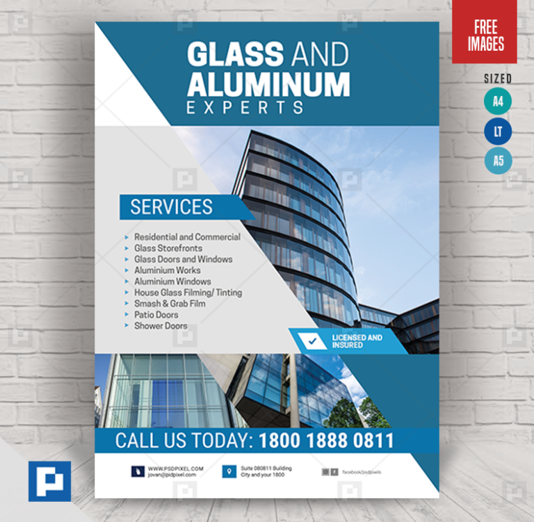 Glass and Aluminum Company Flyer - PSDPixel