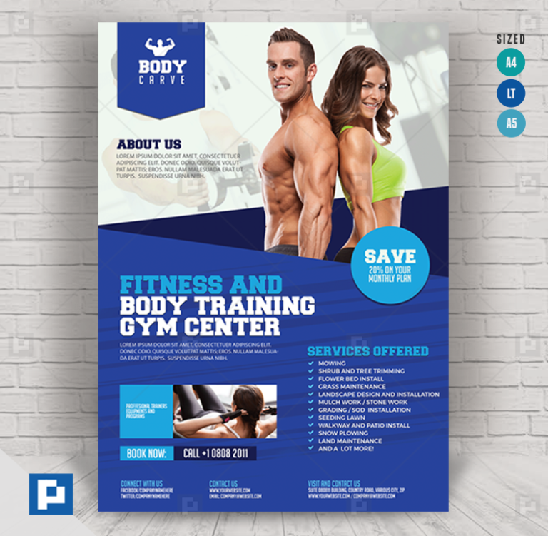Gym Fitness Promotional Flyer - PSDPixel
