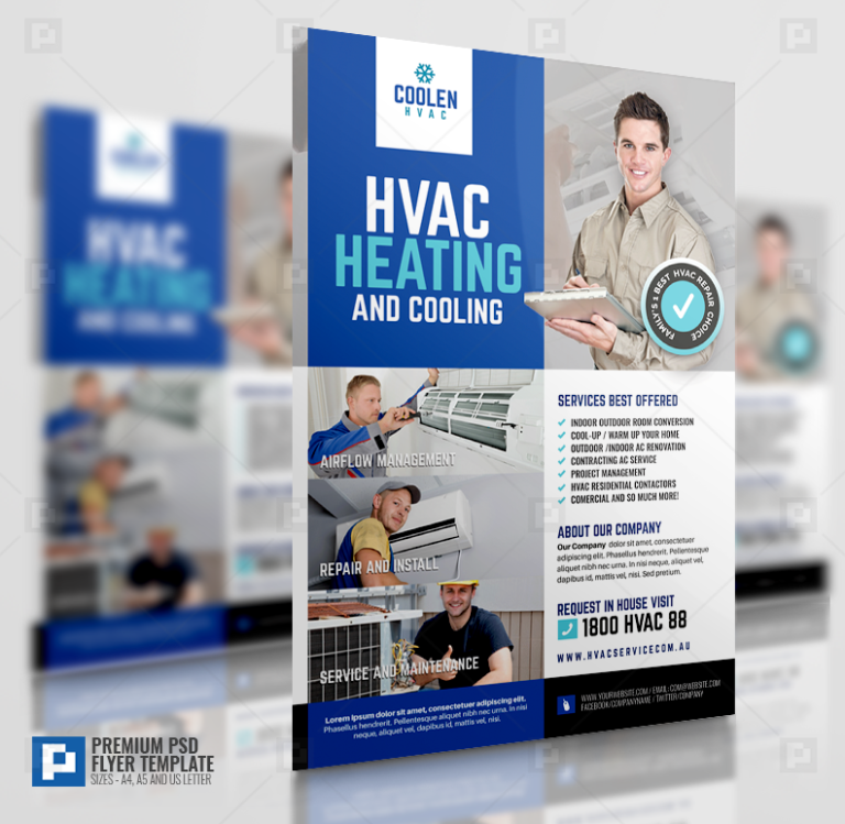 Heating and Cooling Service Company Flyer - PSDPixel